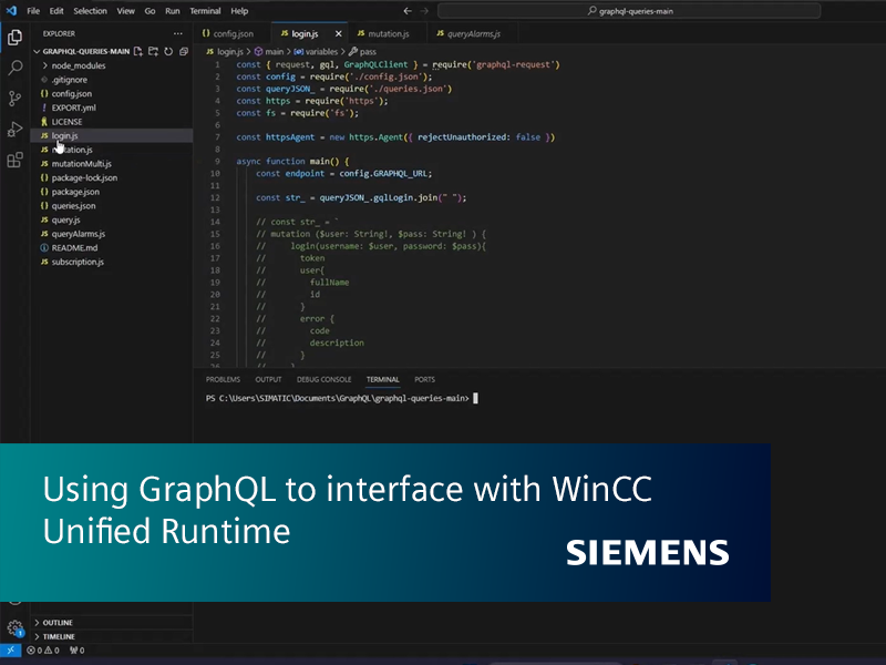 Using GraphQL to interface with WinCC Unified Runtime