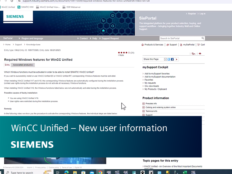 WinCC Unified – New user information